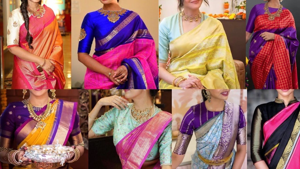 How to style silk sarees with closed neck blouse, Classy closed neck ...
