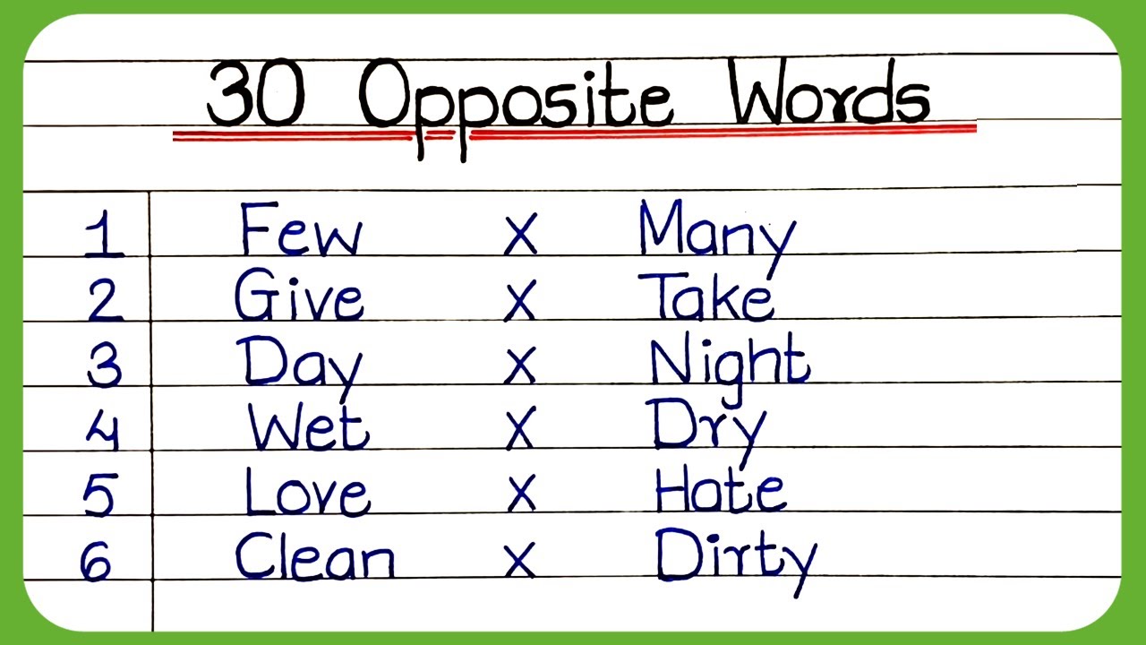30 Opposite words || Opposite words || Opposite word || Opposite words ...