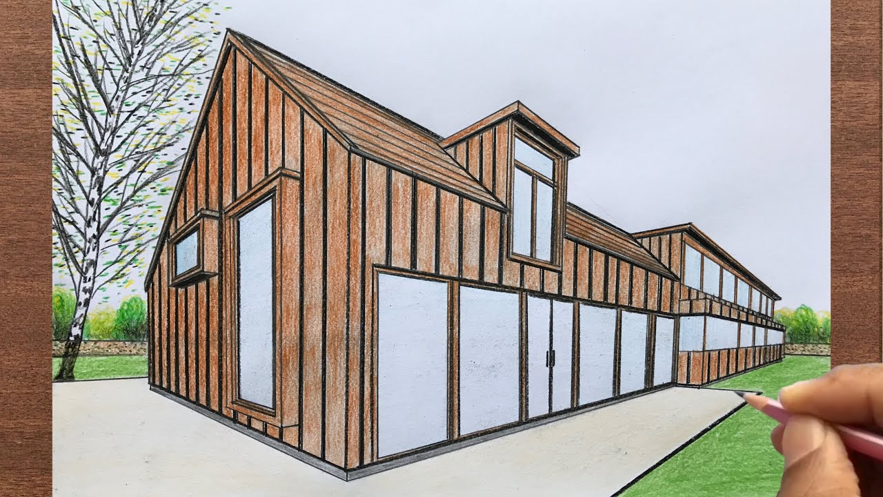How to Draw a House in 2-Point Perspective Step by Step - YouTube