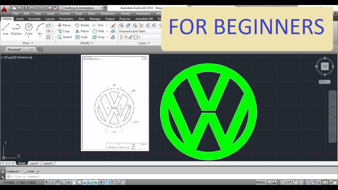 Autocad 2D Practice Drawing / Exercise 15/ Simple Tutorial - YouTube