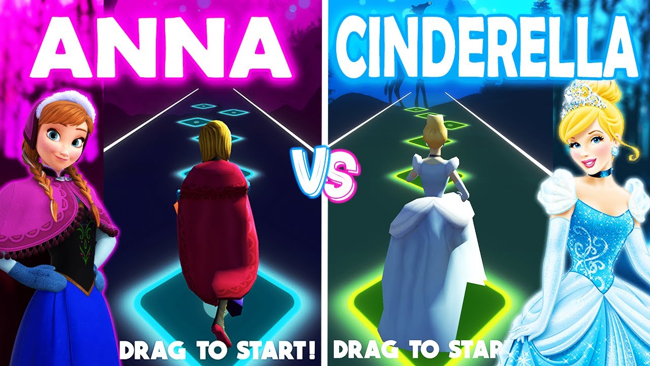 Frozen Anna VS Cinderella - Tiles Hop! Love Is An Open Door! - YouTube