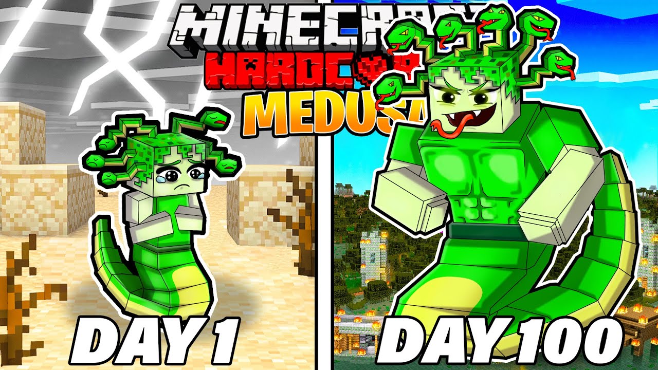 I Survived 100 Days as MEDUSA in HARDCORE Minecraft! - YouTube