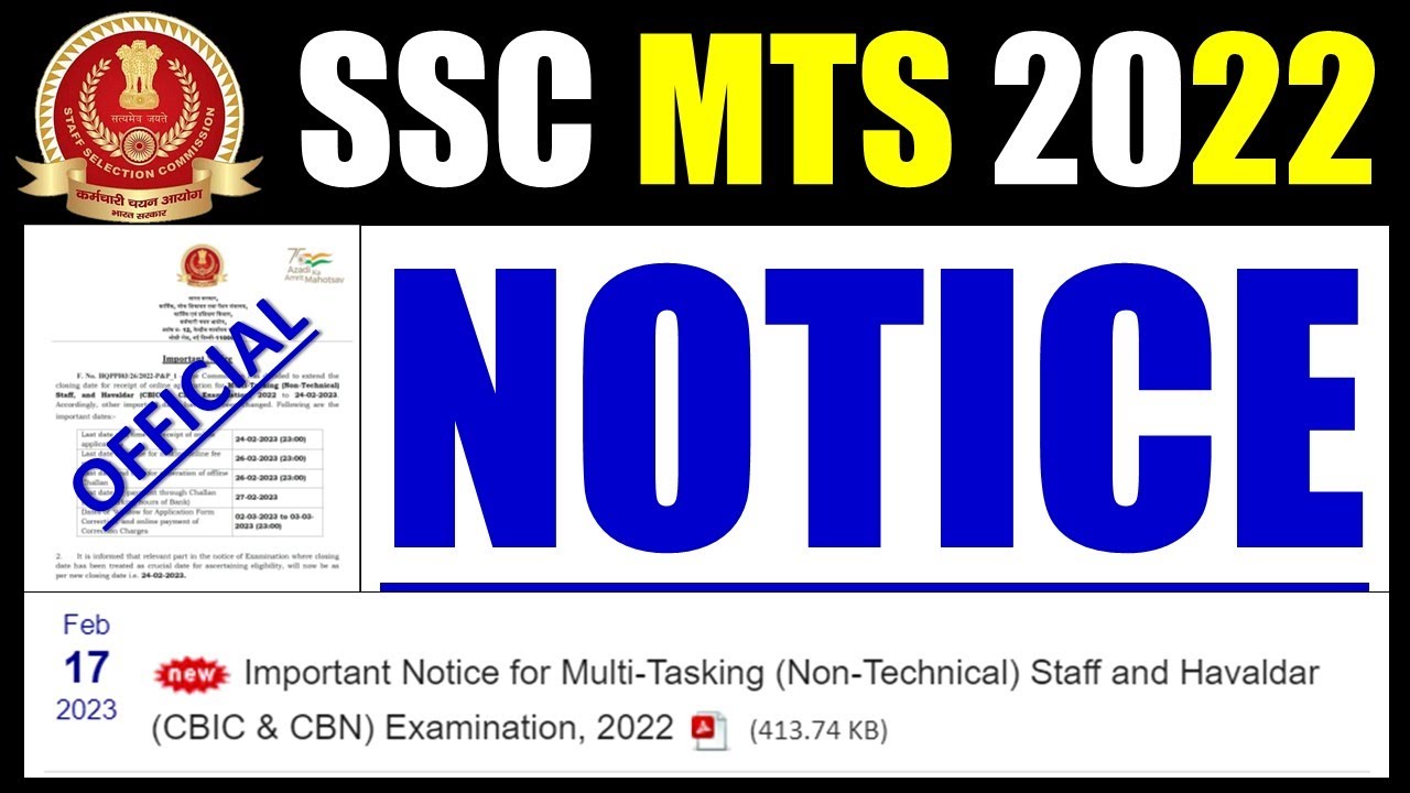 Official Notice: SSC MTS Important Official Notice | SSC MTS 2022 ...
