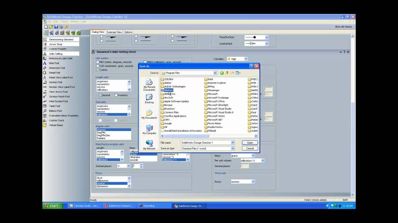 SolidWorks Design Checker. - YouTube