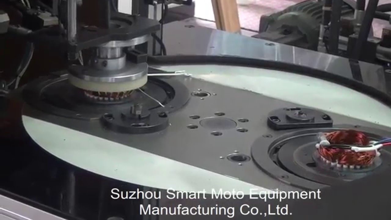 Electric Motor Stator Turntable Lacing Machine - YouTube