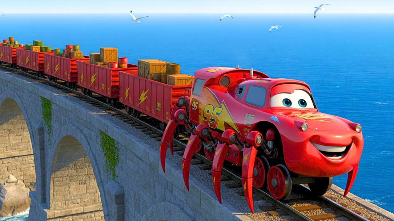 Born Again on the Rails of Hope — Spider Train McQueen Saves the Kitten ...