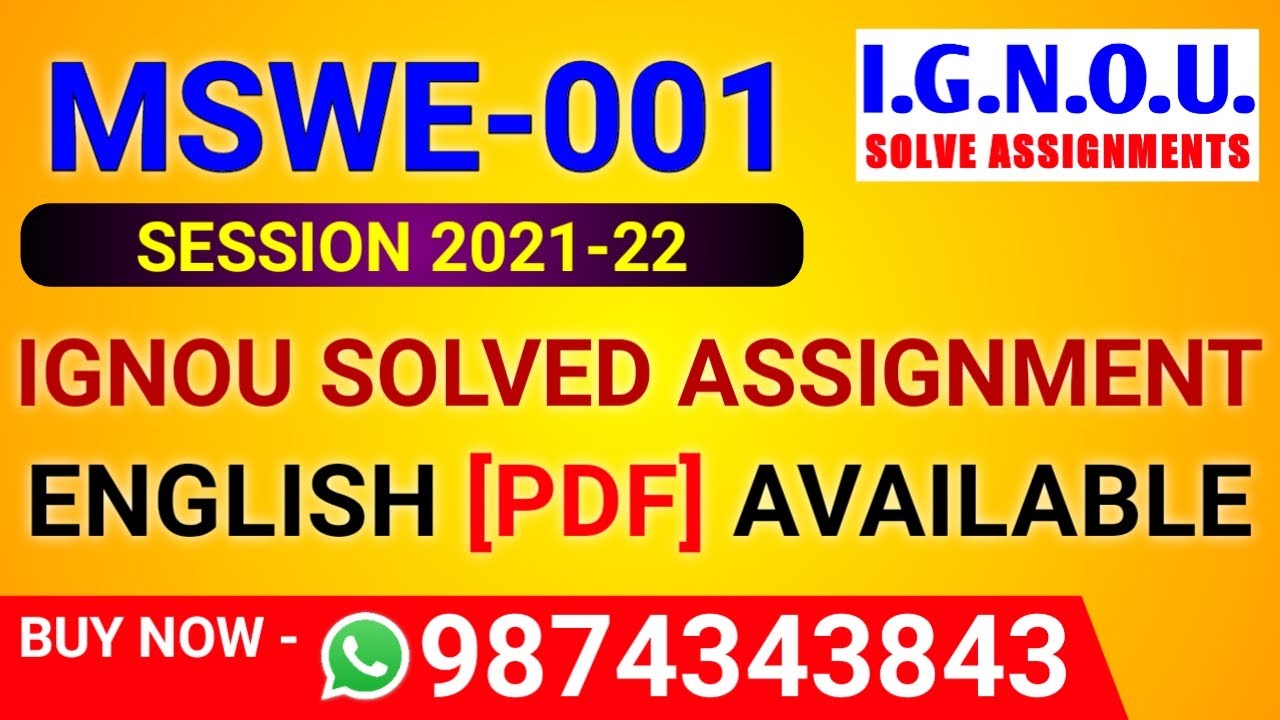 MSWE-001 Solved Assignment 2021-22 in English, MSWE 1 Solved Assignment ...
