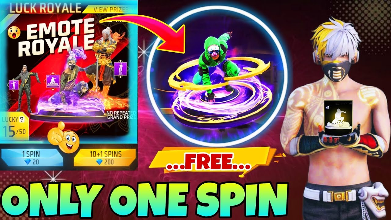 😯 ONE SPIN EMOTE ROYALE | FREE FIRE ONE SPIN CHALLENGE | FREE FIRE ...
