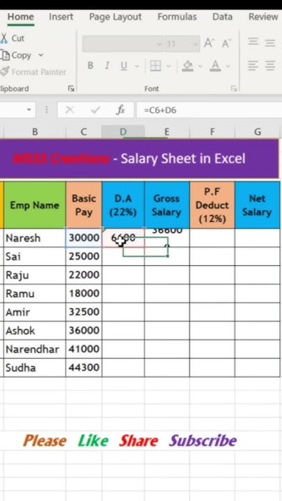 MS Excel Employees salaries #excel #exceltips #subscribe #shortvideo #exceltricks #exceltech # ...