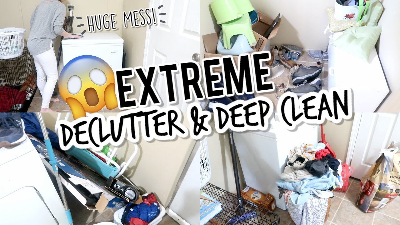 EXTREME DEEP CLEAN & DECLUTTER | LAUNDRY ROOM DEEP CLEAN - YouTube