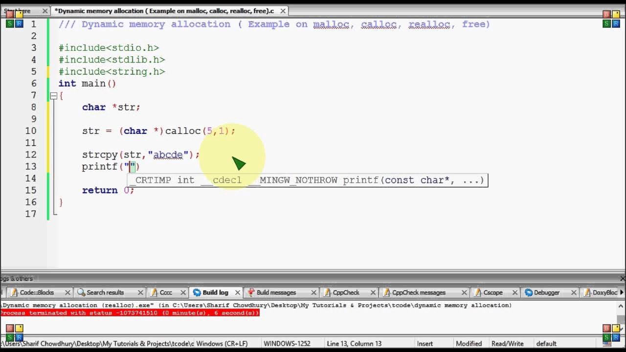 Bangla C programming tutorial 110 Dynamic memory allocation (Example ...