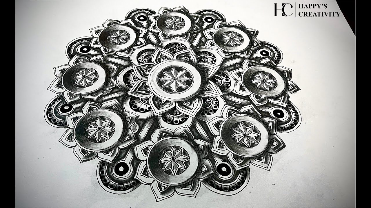 Drawing | 3D Mandala Design | Step by Step | Time lapse | Tutorial - YouTube