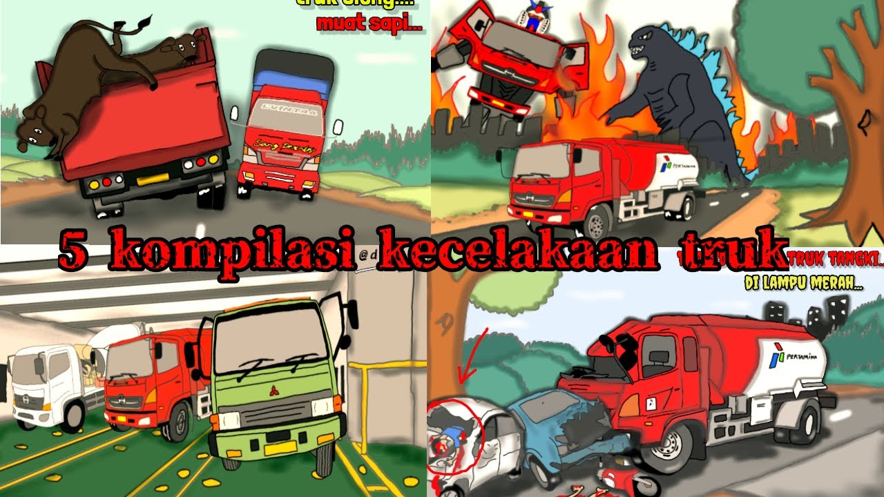 kompilasi kecelakaan truk oleng, truk oleng asli, truk oleng parah ...