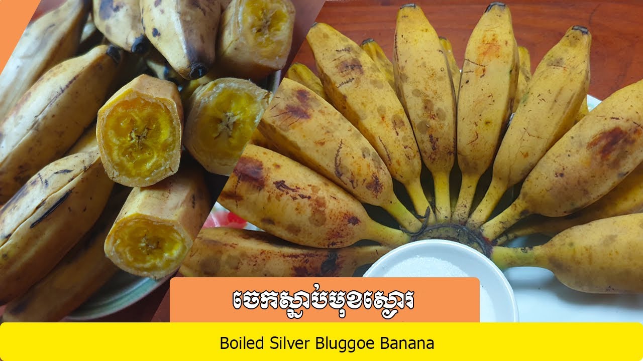 វិធីចម្អិន ចេកស្នាប់មុខស្ងោរ How to Cook Boiled Silver Bluggoe banana ...
