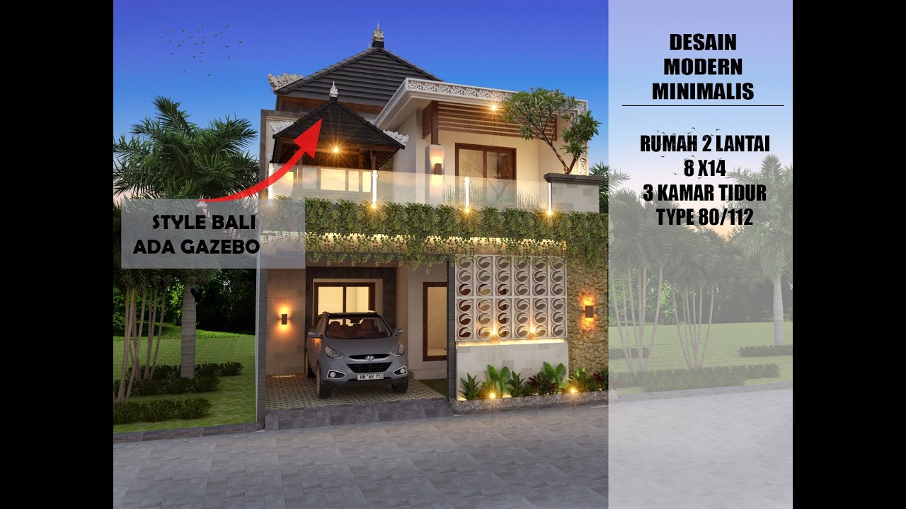 Desain Rumah 8x14 lantai 2 Modern Minimalis - YouTube