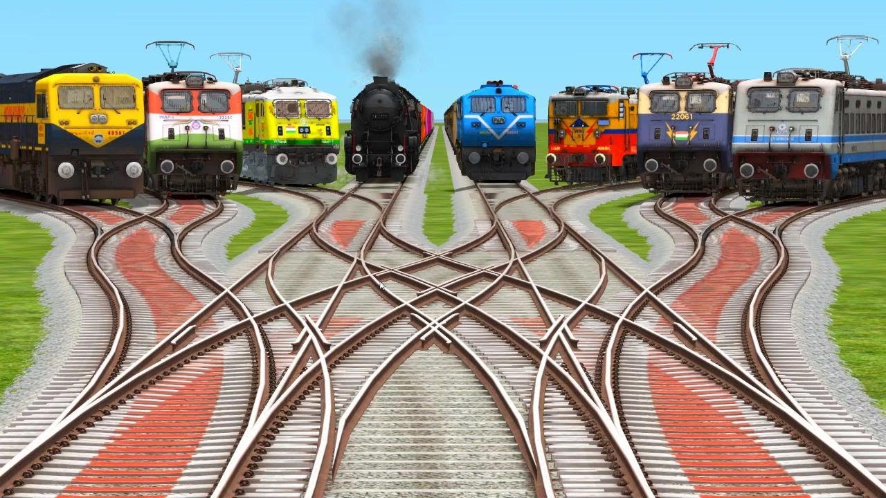 8 Passenger Trains Run Back To Back By Curved📊 Branched Tracks | indian ...