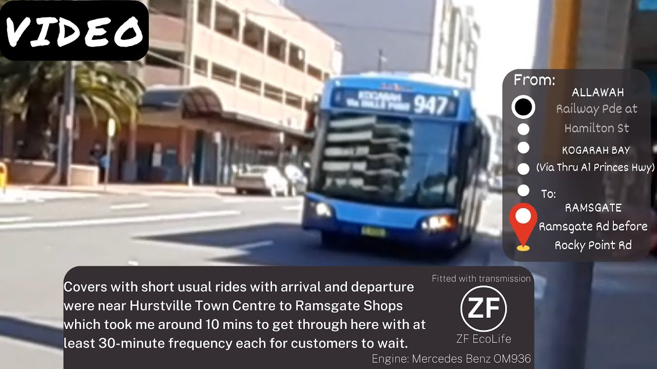 Onboard on Sydney's Transdev Route 947 from Allawah → Ramsgate ...