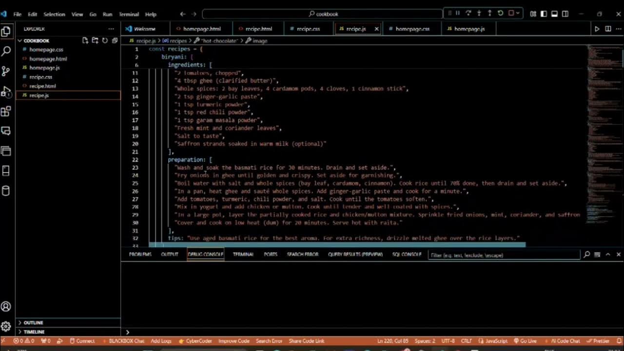 making a simple cook book website using html , css and javascript - YouTube