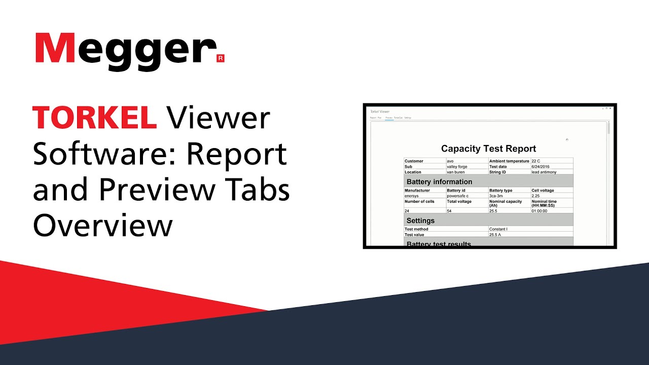 Megger TORKEL Viewer Software: Report and Preview Tabs Overview - YouTube