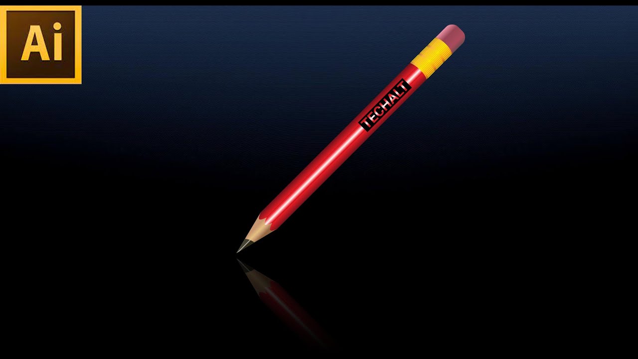 Create a realistic vector pencil with design in Illustrator - YouTube