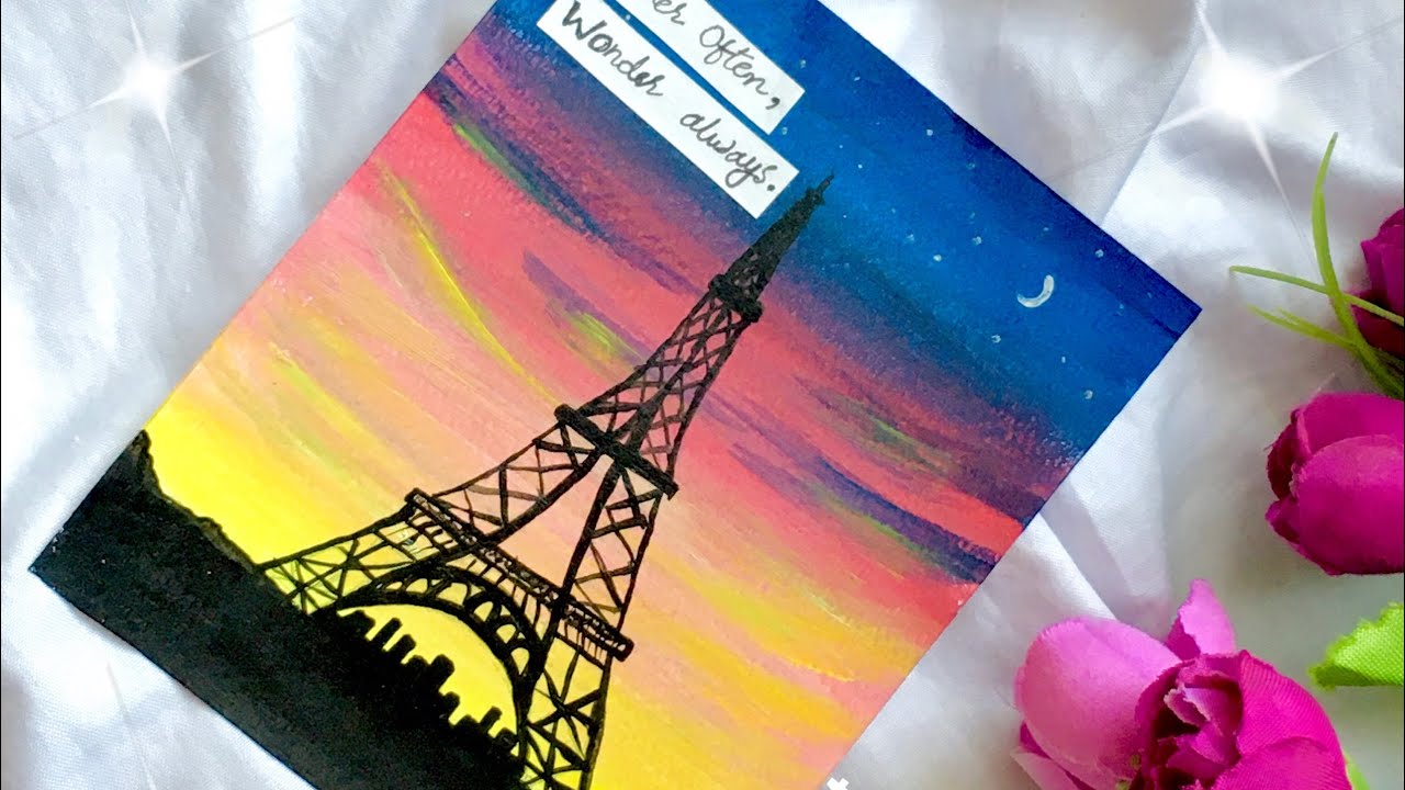 Eiffel Tower, Paris Painting | Acrylic Painting tutorial for beginners ...