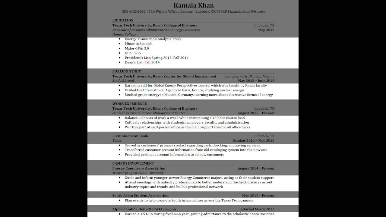 Establishing a Consistent Format in a Resume - YouTube