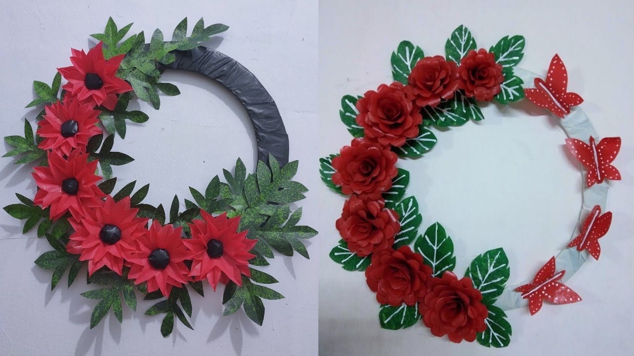 DIY Bunga hiasan Dinding dari Plastik kresek- Flower wall hanging- DIY ...