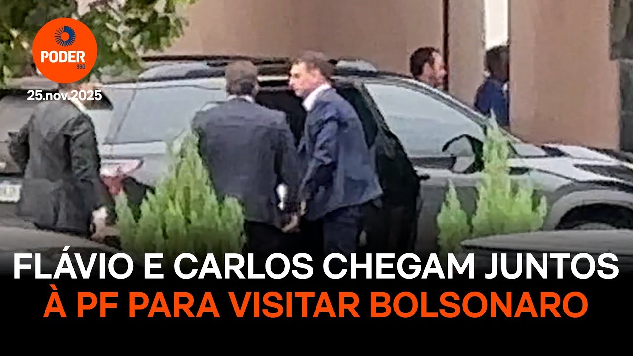 Flávio e Carlos chegam à Superintendência da PF para visitar Bolsonaro ...