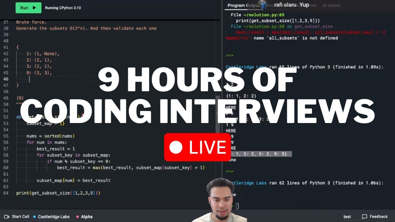 8+ HOURS OF CODING INTERVIEWS LIVE STREAM - YouTube