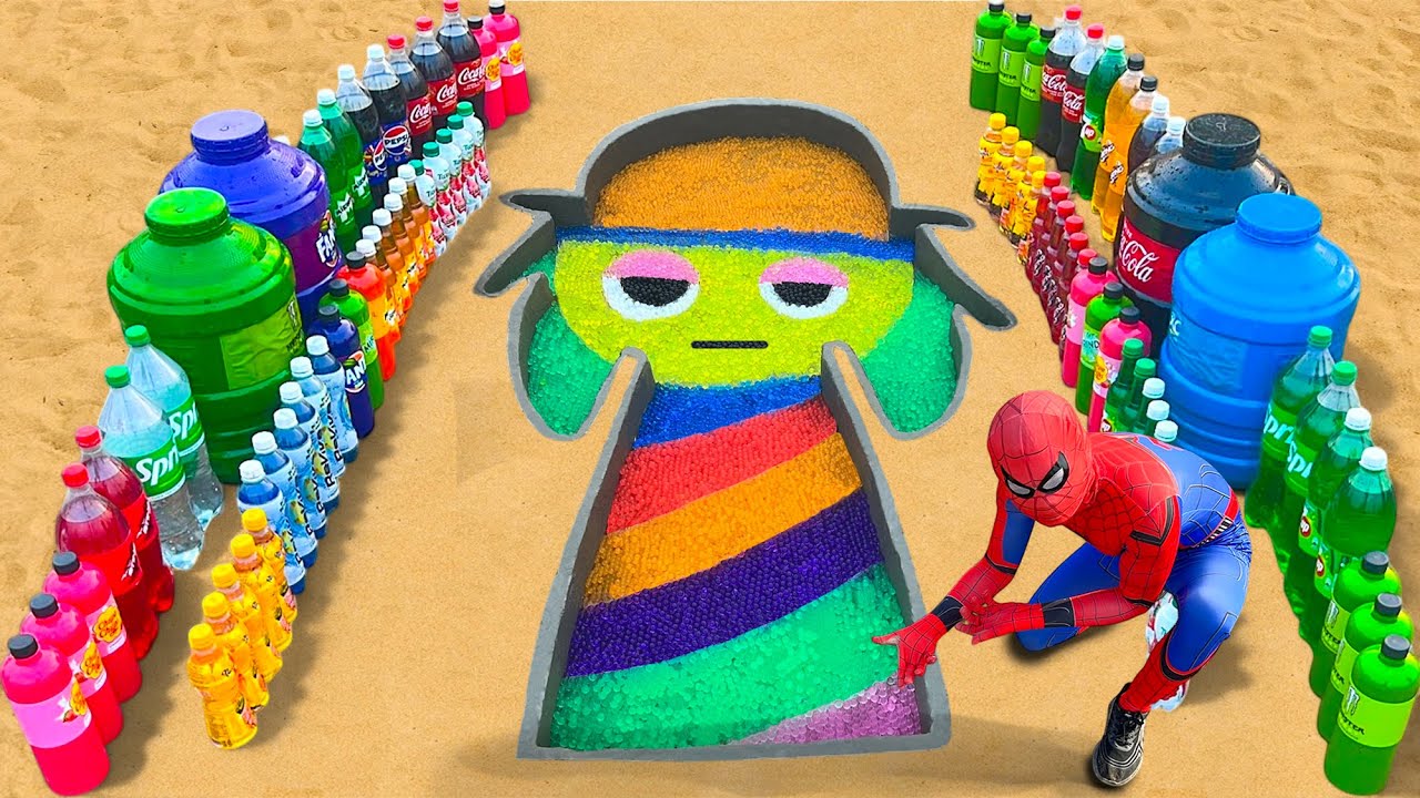 How to make cartoon animal sprunki with cement and orbeez, giant soda ...