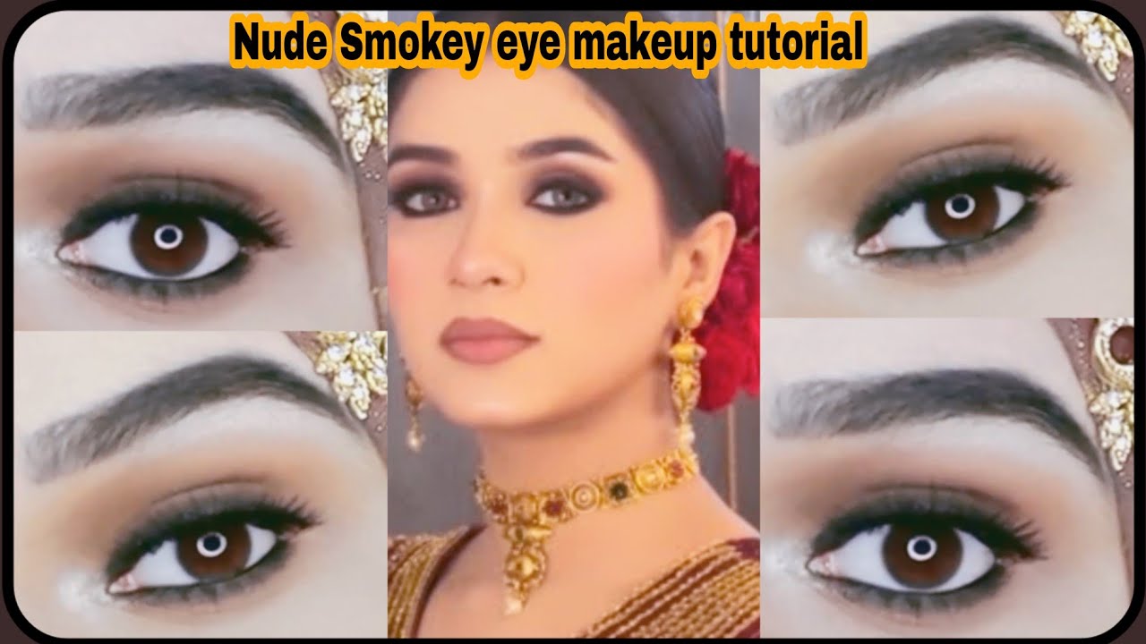 Nude Smokey Eye Makeup tutorial |Smudge Black Eyeliner Step by step for ...
