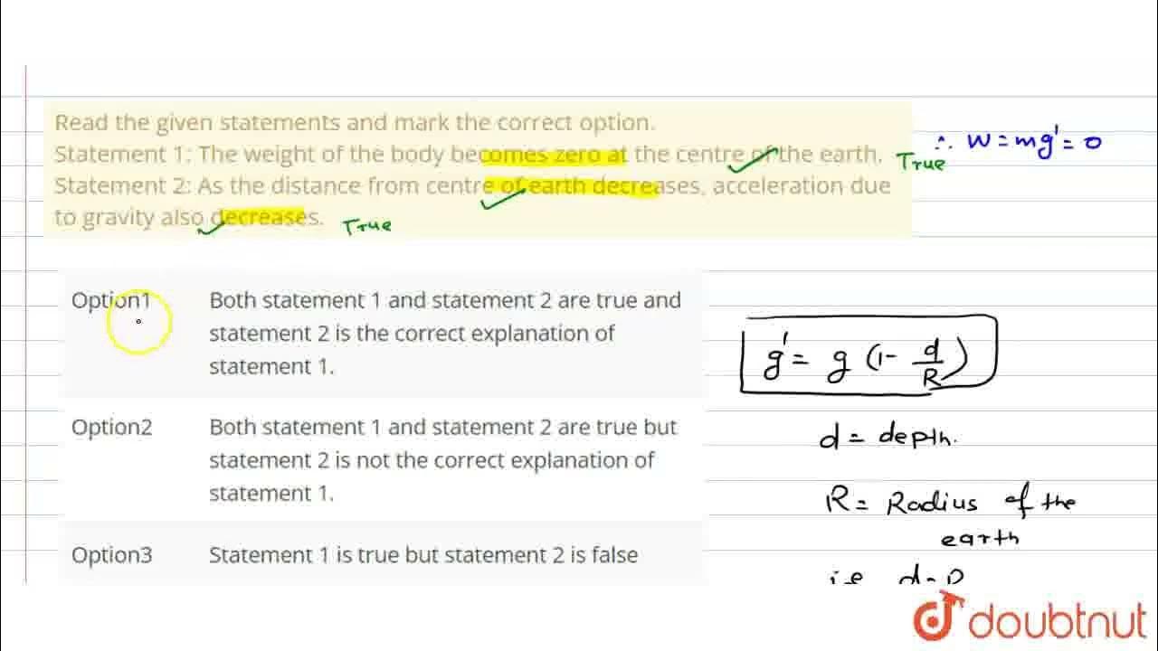 Read the given statements and mark the correct option.Statement 1: The weight of the body become ...