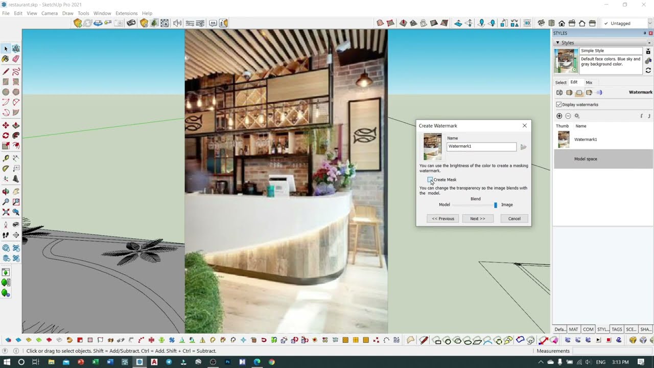 Use SketchUp Watermark As Reference Image - YouTube