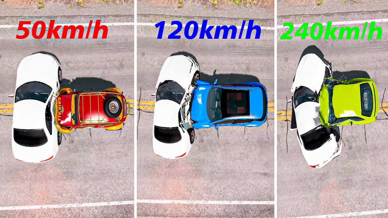 Car Damage Difference at various Speeds/Crash Drive - YouTube