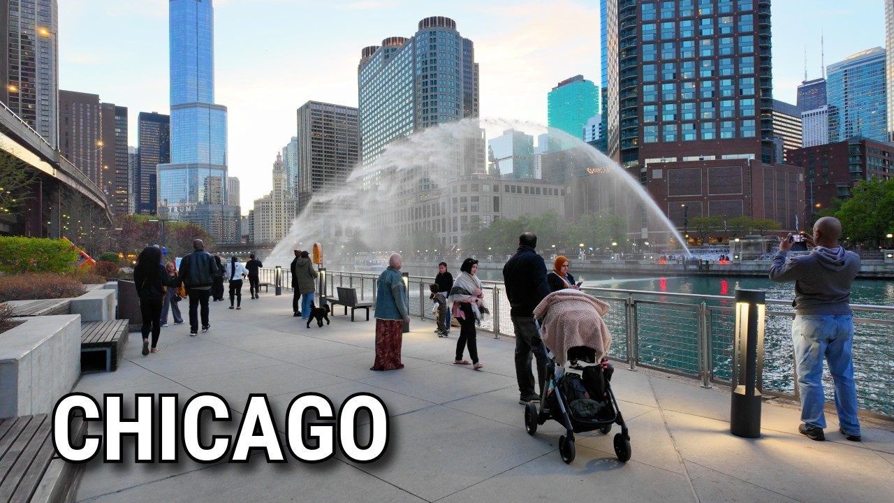 Chicago Evening Stroll In RiverWalk 🌸 Spring Walking Tour On Sunday ...