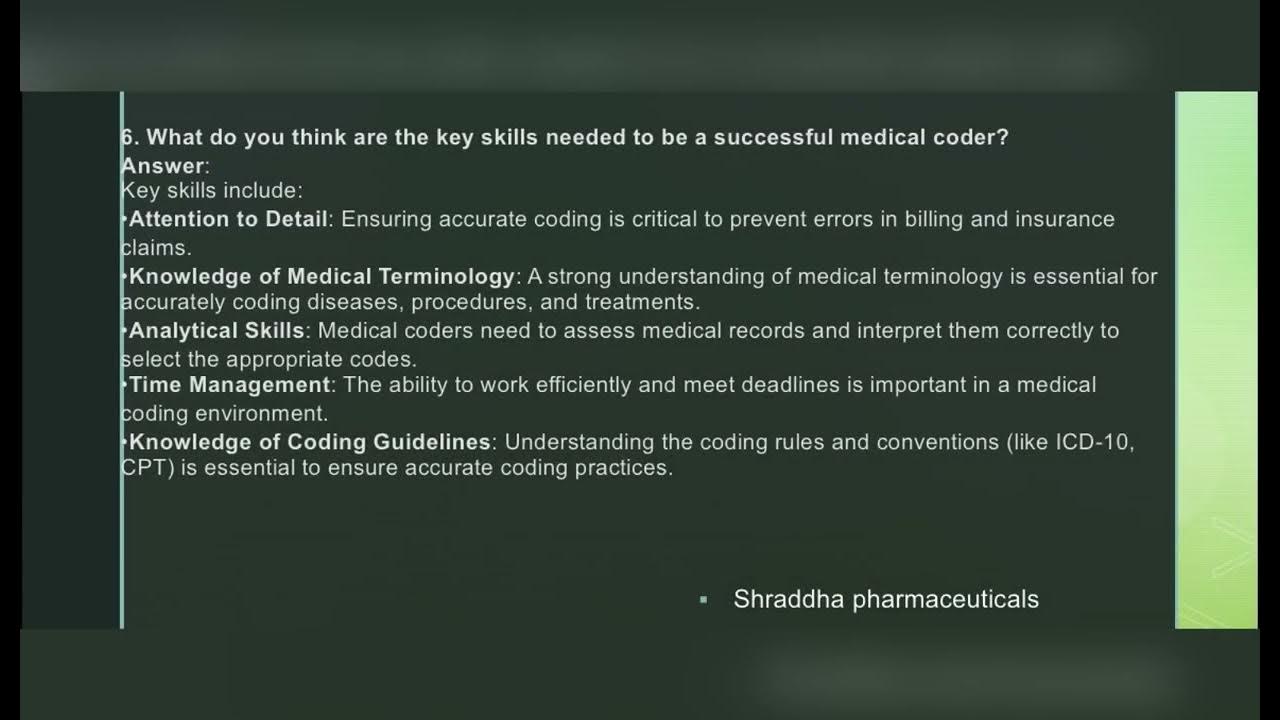Pharma Medical coding interview Question Answers asked in #GeBBs#Apcer ...