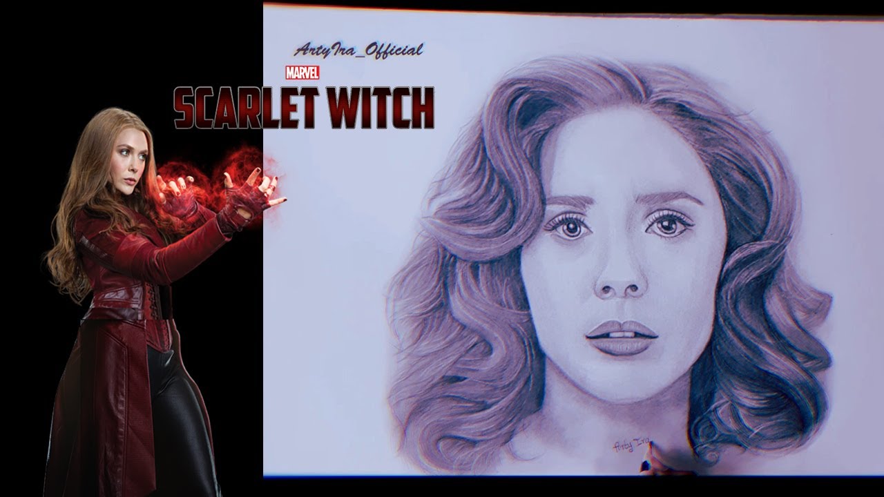 How to Draw Scarlet Witch (Wanda Maximoff) | Elizabeth Olsen | ArtyIra ...