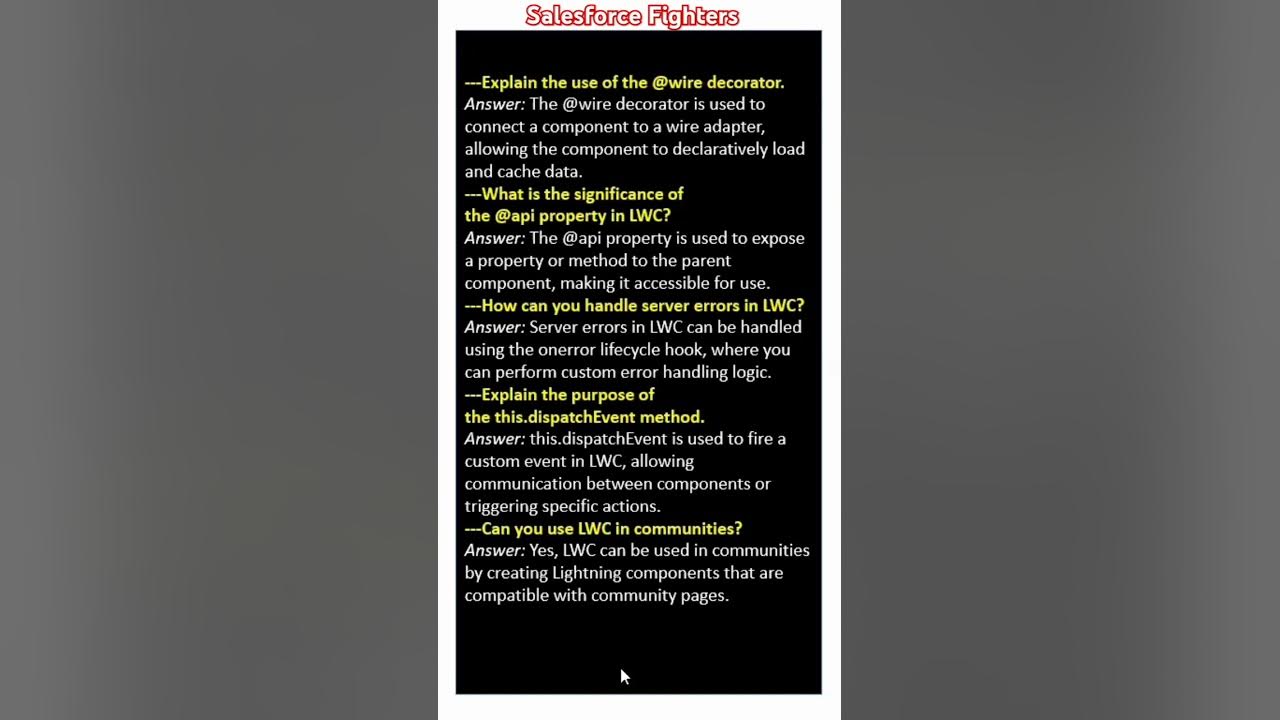 Lightning Web Components interview questions and answers?#salesforce #jobinterview - YouTube