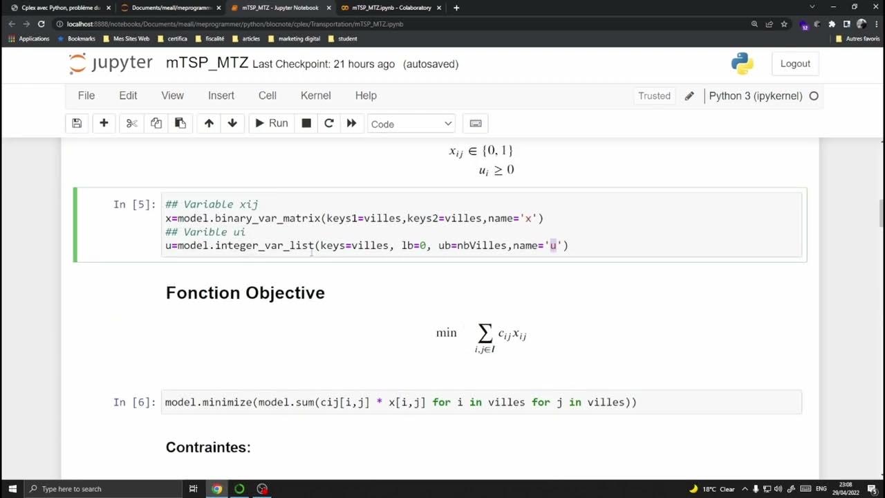 mTsp Cplex avec python MTZ - YouTube