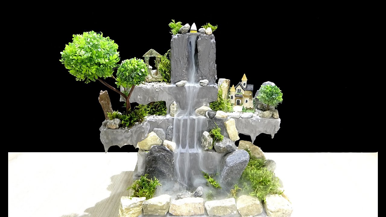 How to make beautiful Smoke Waterfall Fountain for home / DYI - YouTube