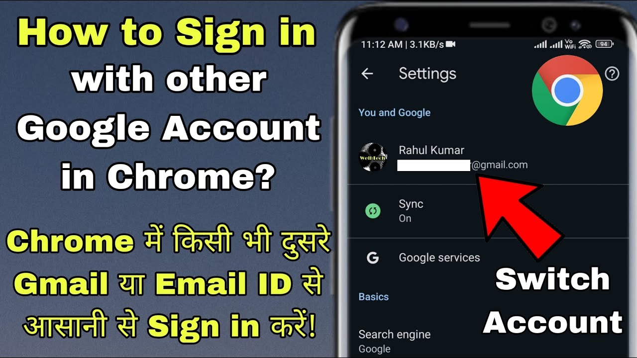 How To Sign in With Other Google Account in Chrome | Switch Account in ...