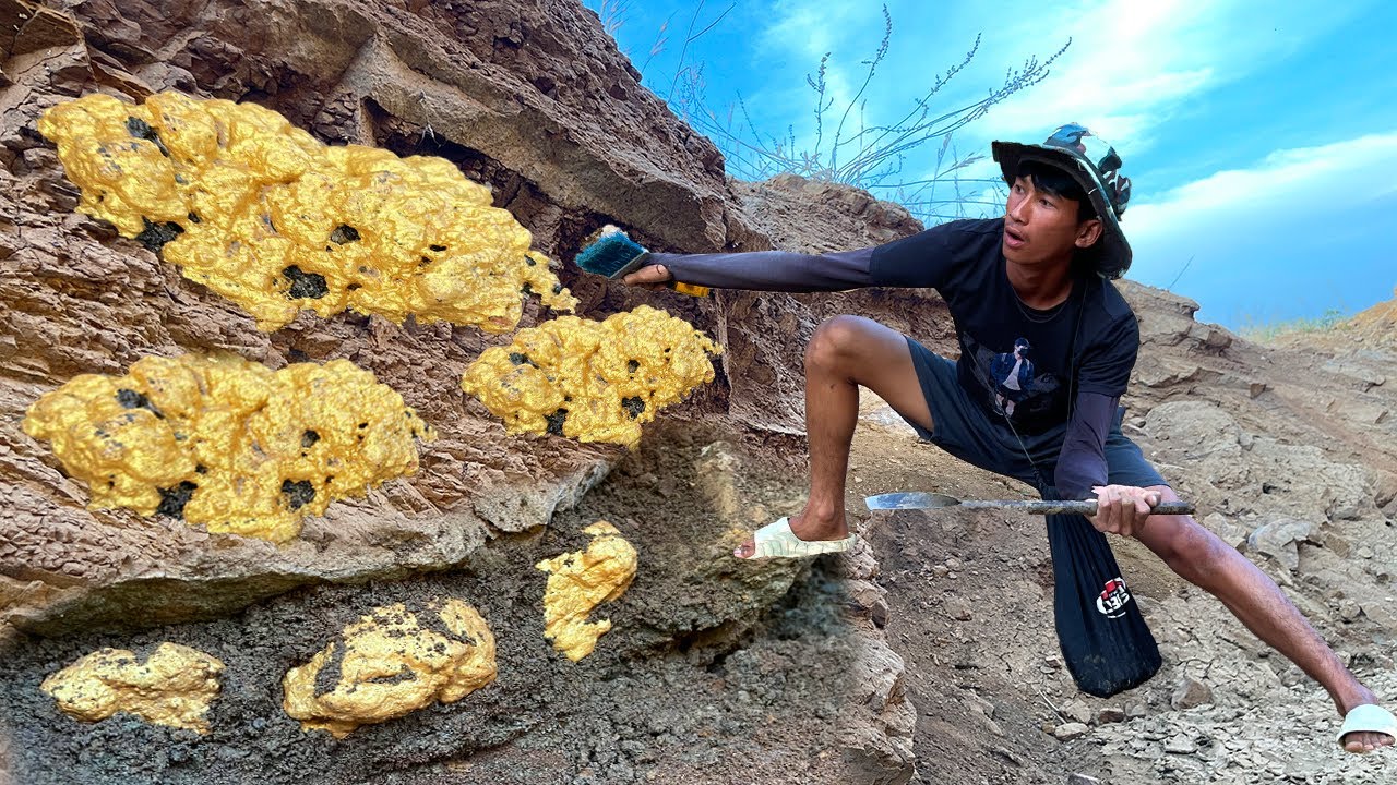 Wow! amazing day! finding gold! found a lot of gold under big stone at ...