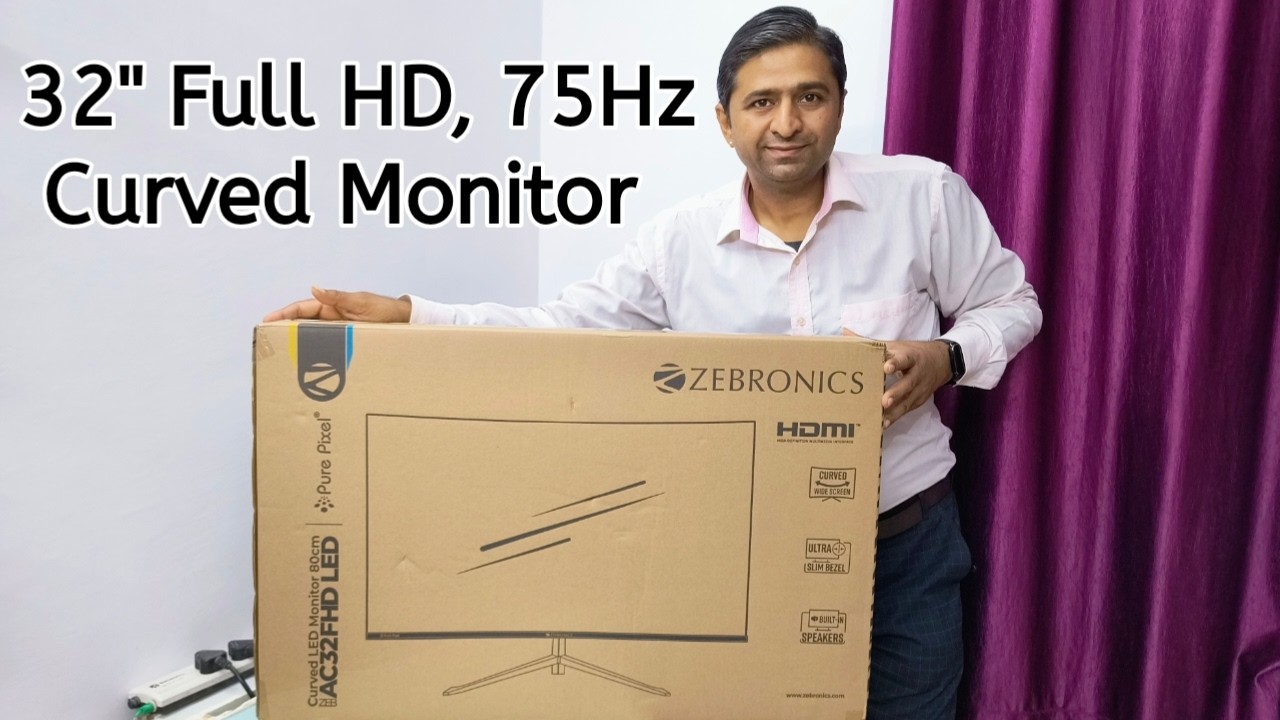 Zebronics ZEB AC32FHD Curved LED 75 Hz Monitor unboxing, first look ...