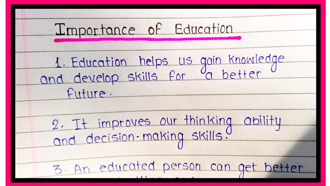 10 Lines Essay On Importance Of Education || Importance Of Education ...