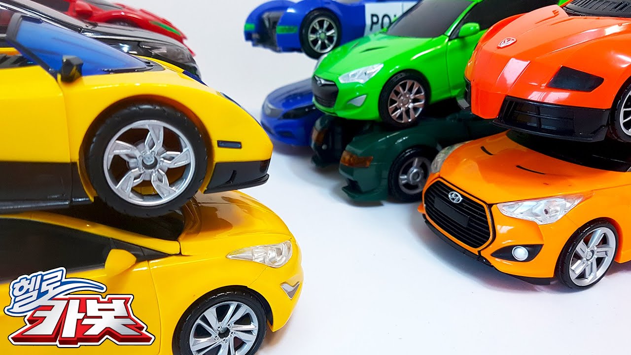 헬로카봇 장난감자동차 경찰차 스포츠카 변신놀이 Hello Carbot Car Toys Transformation Play ...