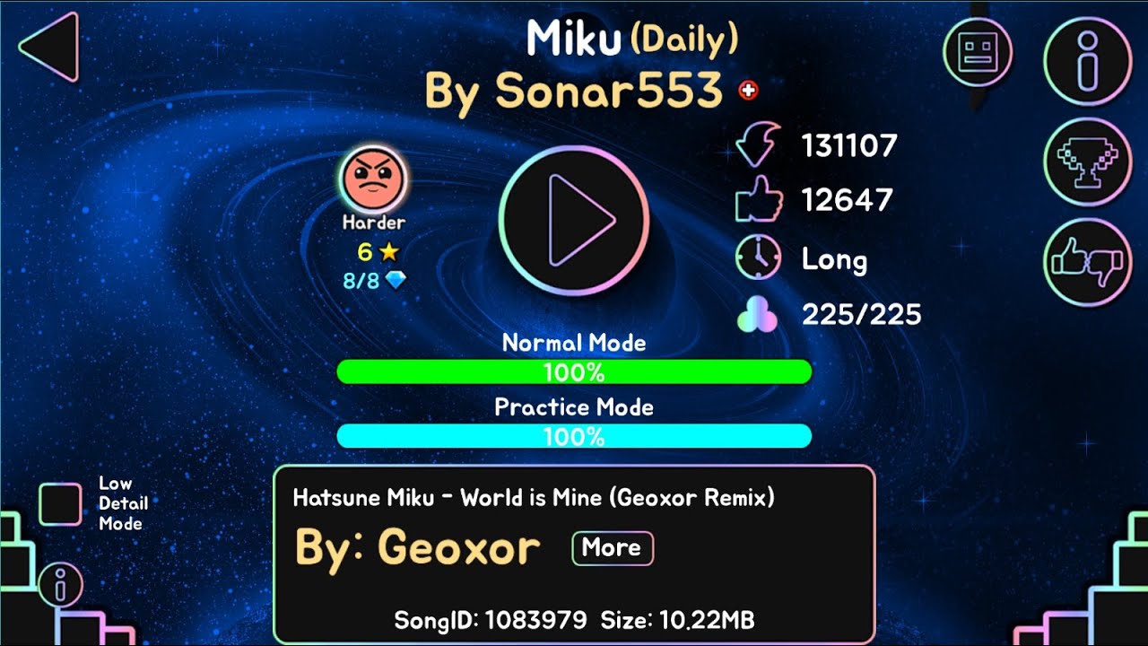 *Daily Level* Miku by Sonar553 (100%) | Geometry Dash | Iceyolo_64[GD ...