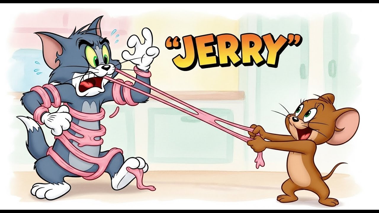 Tom’s Terrific Taffy Trap Classic Cartoon Chaos in Vintage 2D Style ...