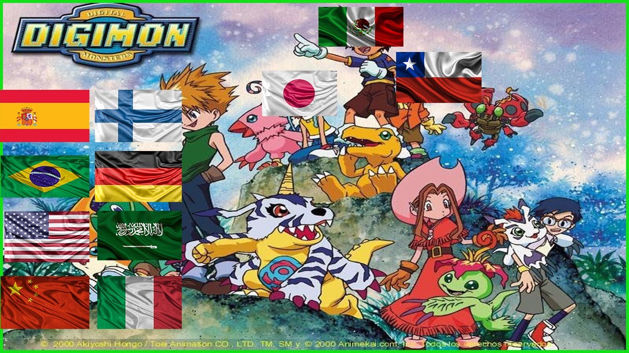 OPENING DE DIGIMON ADVENTURE 01 EN DISTINTOS IDIOMAS Y VERSIONES - YouTube