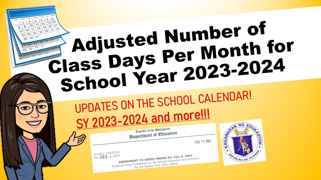 DepEd School Calendar 2024 (Adjusted) ӏ DepEd Order No. 003, s. 2024 # ...