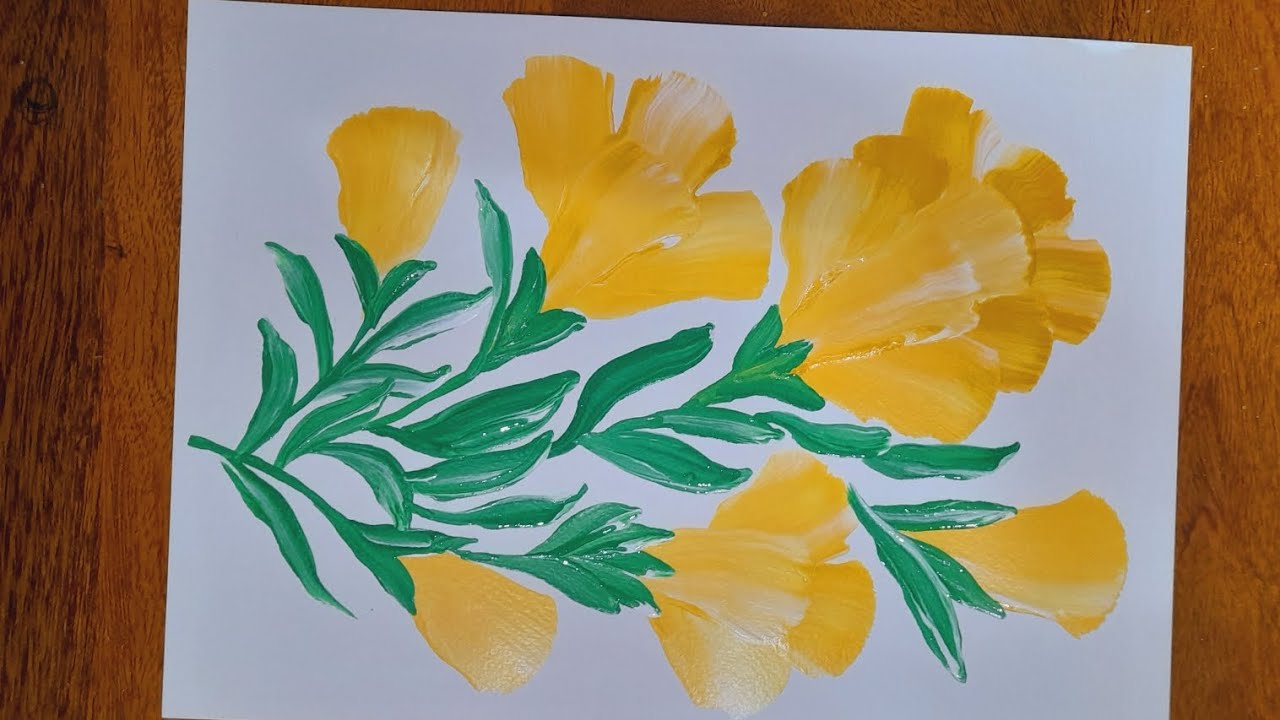 Beautiful yellow flowers 💛 ️ ️easy and nice acrylic painting - YouTube